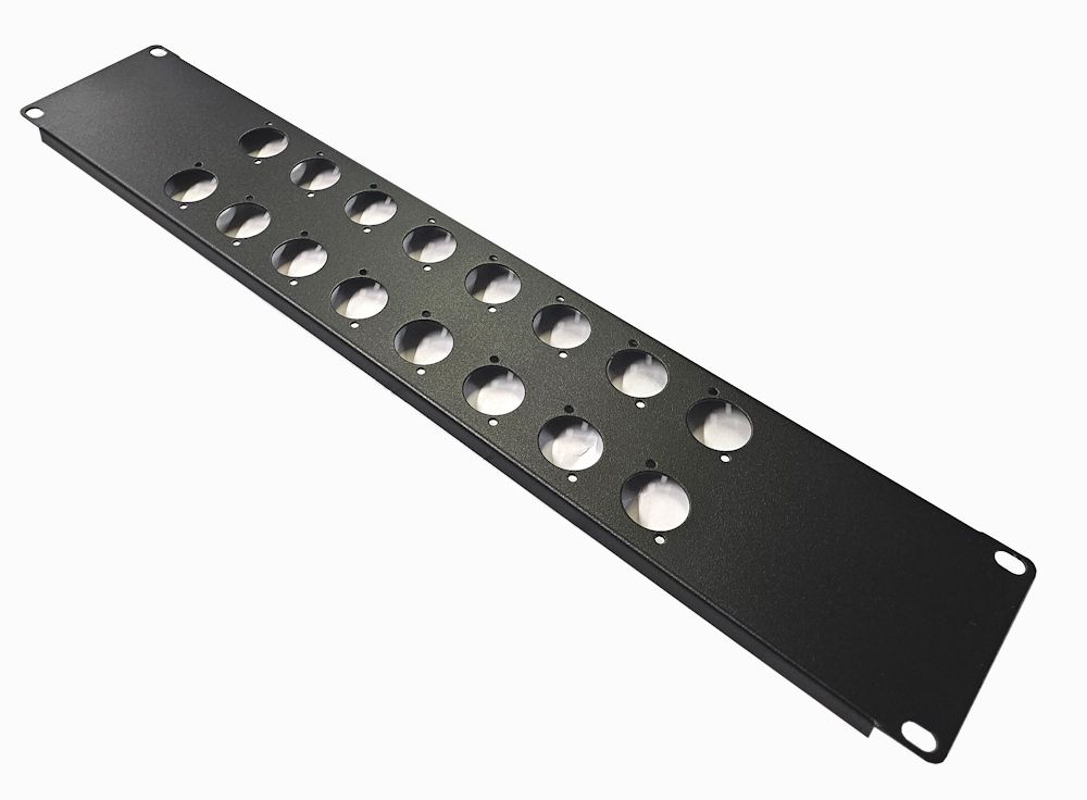 AD-TEK (Network-Cabs) 2U 19 inch Rack Panel Punched for 16x XLR Neutrik ...