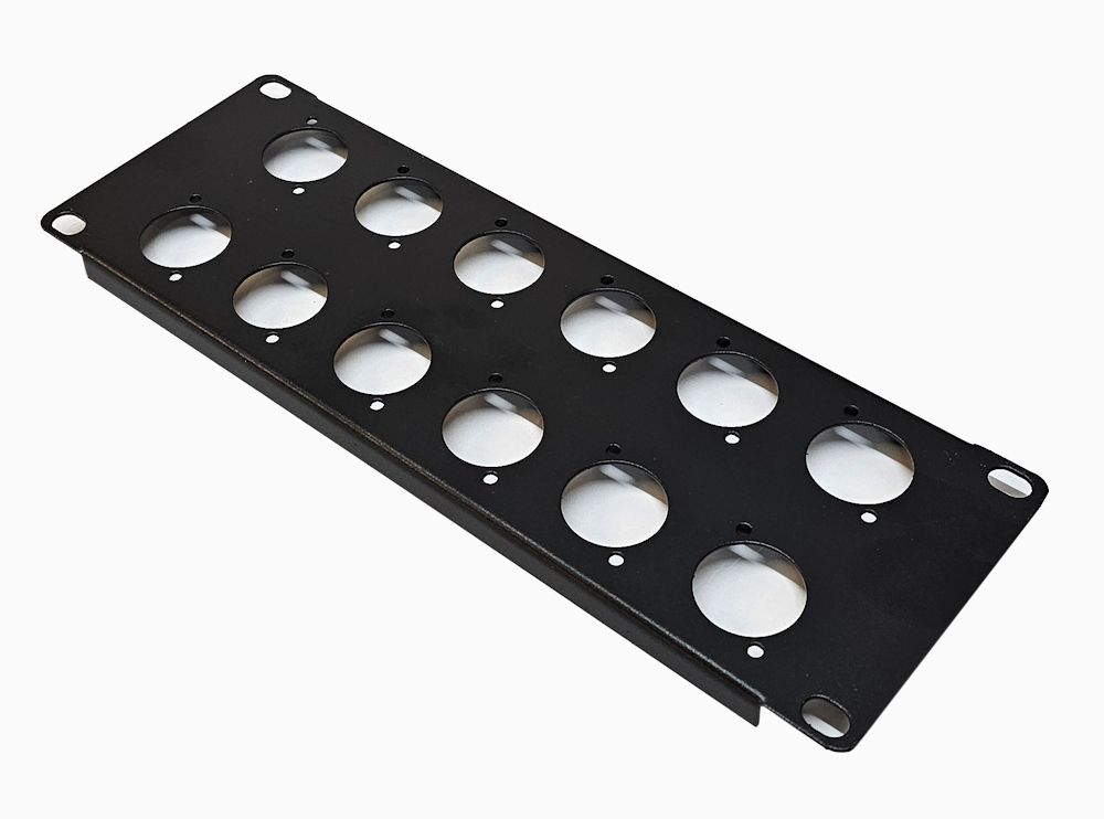 AD-TEK (Network-Cabs) 2U 10 inch Rack Panel Punched for 12x XLR Neutrik ...